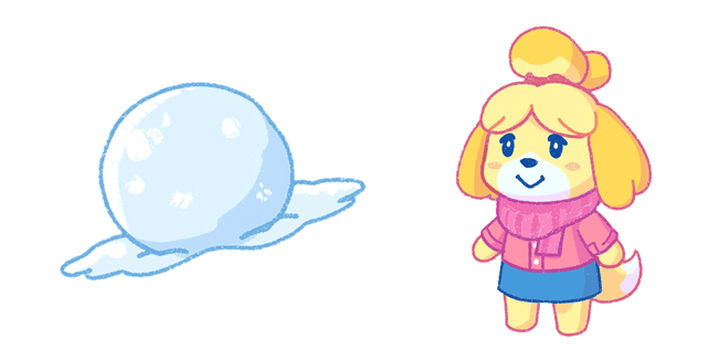 Animal Crossing Isabelle & Fluffy Snowball Cursor - Sweezy Cursors