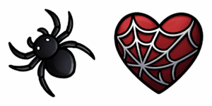 Black Spider & Web Heart Cursor - Sweezy Custom Cursors