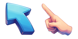 Blue Curved Arrow & Hand Cursor - Sweezy Custom Cursors