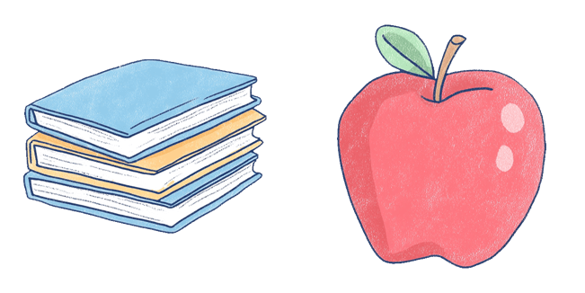 Books and Red Apple Cursor - Sweezy Custom Cursors