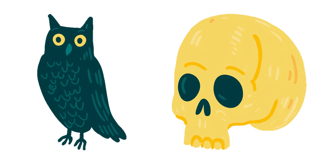 Cartoon Dark Owl & Skull Cursor - Sweezy Custom Cursors