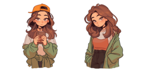 Cartoon Style Girl Character Cursor - Sweezy Custom Cursors