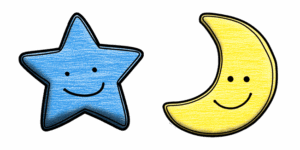 Crayon Blue Star & Moon Cursor - Sweezy Custom Cursors