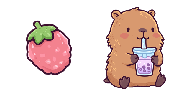 Cute Capybara & Strawberry Cursor - Windows Cursors - Sweezy