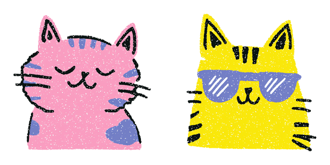 Cute Pink Kitten & Cool Yellow Cat with Sunglasses Cursor - Sweezy ...