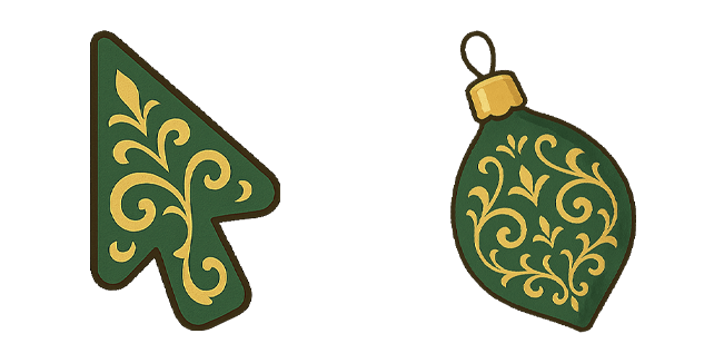 Dark Green Golden Flourish Arrow and Bauble Cursor - Sweezy Custom Cursors