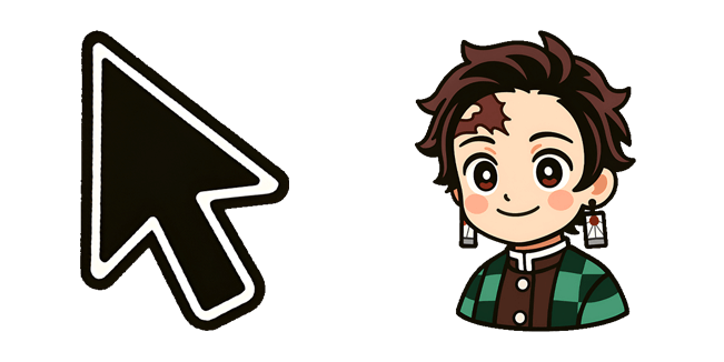 Demon Slayer Chibi Tanjiro & Classic Arrow Cursor - Sweezy Custom Cursors