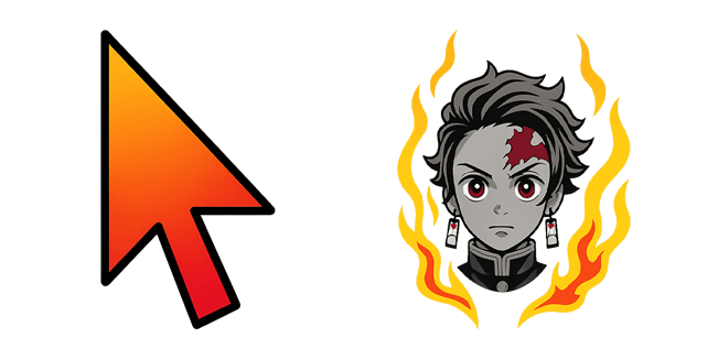 Demon Slayer Chibi Tanjiro & Classic Arrow Cursor - Sweezy Custom Cursors