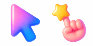 Gradient Arrow & Hand With Star 3D Cursor - Sweezy Custom Cursors