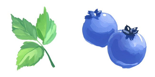 Green Leaf & Blueberries Watercolor Cursor - Sweezy Custom Cursors