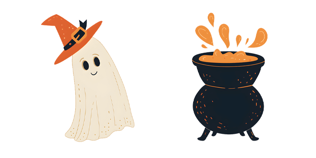 Halloween Happy Ghost & Cauldron Cursor - Sweezy Custom Cursors