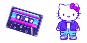 Hello Kitty & Synthwave Cassette Cursor - Sweezy Cursors