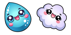 Kawaii Raindrop & Cloud Cursor - Cute Cursors - Sweezy Cursors