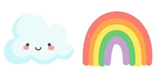Kawaii Smiling Cloud & Pastel Rainbow Cursor - Sweezy Custom Cursors