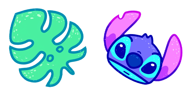 Lilo & Stitch Tropical Leaf & Stitch Head Cursor - Sweezy Custom Cursors