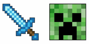 Minecraft Diamond Sword & Creeper Face Cursor - Sweezy Custom Cursors