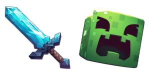 Minecraft Diamond Sword & Creeper Head Cursor - Sweezy Custom Cursors