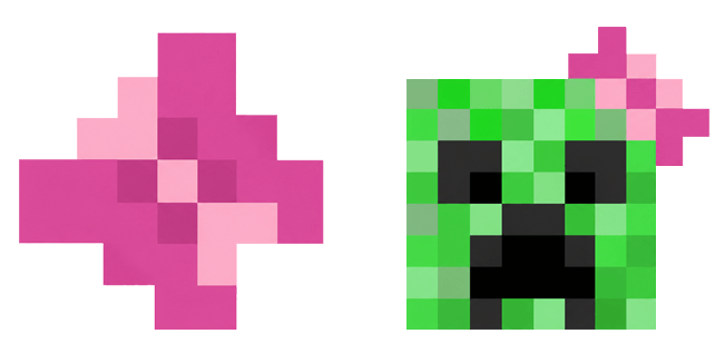 Minecraft Pink Bow & Cute Creeper Cursor - Sweezy Custom Cursors