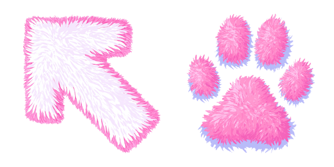 Pink Fluffy Arrow & Paw Print Cursor - Sweezy Custom Cursors