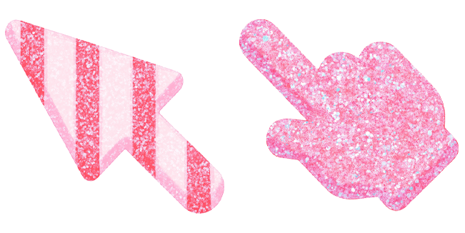 Pink Glitter Candy Cane Arrow & Hand Cursor - Sweezy Custom Cursors
