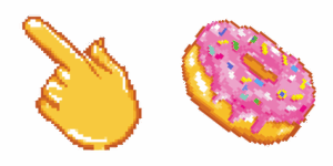 Pixel Hand & Pink Donut Cursor - Sweezy Custom Cursors