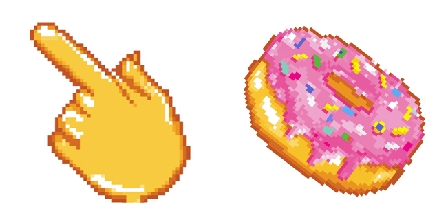 Pixel Hand & Pink Donut Cursor - Sweezy Custom Cursors