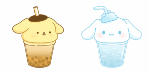 Pompompurin & Cinnamoroll Kawaii Boba Tea Cursor - Sweezy Custom Cursors