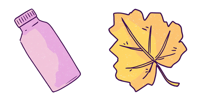 Purple Bottle & Yellow Maple Leaf Pastel Cursor - Sweezy Custom Cursors