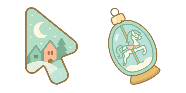 Cozy Blue Snowflake Mitten and Snow Globe Cursor - Sweezy Custom Cursors