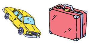 Yellow Cab & Pink Suitcase Cursor - Sweezy Custom Cursors