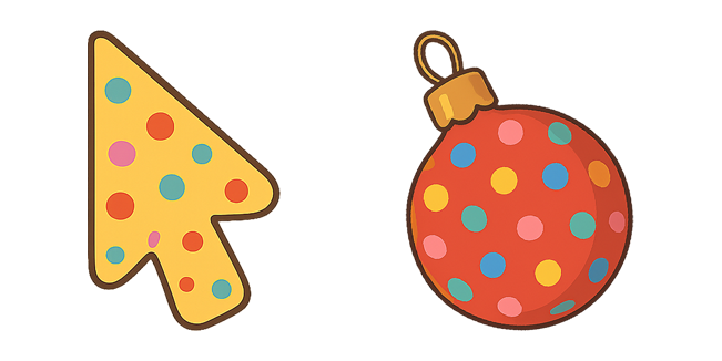 Yellow Confetti Arrow & Red Christmas Bauble Cursor - Sweezy Custom Cursors