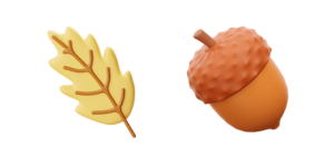 Autumn Oak Leaf & Acorn 3D Cursor - Sweezy Custom Cursors