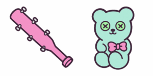 Pastel Goth Spiked Baseball Bat & Teddy Bear Cursor - Sweezy Custom Cursors