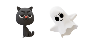 Black Cat & White Ghost 3D Cursor - Sweezy Custom Cursors