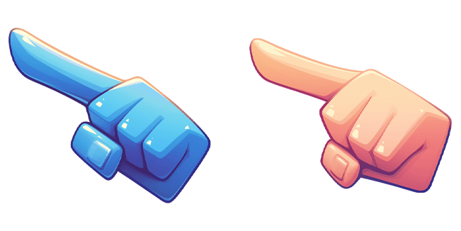 Blue and Peach Pointing Hand Cursor - Sweezy Custom Cursors