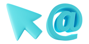 Blue Arrow & At Sign 3D Cursor - Sweezy Custom Cursors