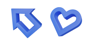 Blue Arrow & Heart 3D Cursor - Sweezy Custom Cursors