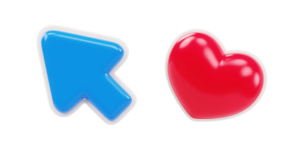Blue Arrow & Red Heart 3D Cursor - Sweezy Custom Cursors