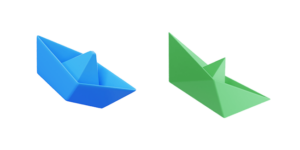 Blue & Green Paper Boat 3D Cursor - Sweezy Custom Cursors