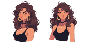 Brown-Haired Cartoon Baddie Girl Cursor - Sweezy Custom Cursors