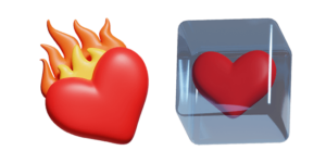 Burning Heart & Ice Heart 3D Cursor - Sweezy Custom Cursors