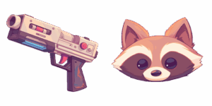 Сartoon Space Gun and Cute Raccoon Cursor - Sweezy Custom Cursors