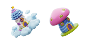 Castle in the Clouds & Mushroom House 3D Cursor - Sweezy Custom Cursors