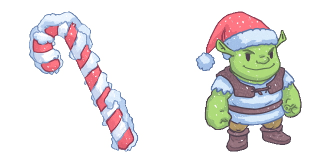 Christmas Chibi Shrek & Candy Cane Animated Cursor - Sweezy