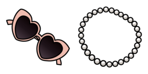 Coquette Aesthetic Heart Glasses & Pearl Necklace Cursor - Sweezy
