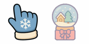 Cozy Blue Snowflake Mitten and Snow Globe Cursor - Sweezy Custom Cursors