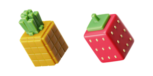 Cube Pineapple & Strawberry 3D Cursor - Sweezy Custom Cursors