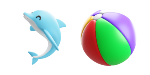 Cute Dolphin & Beach Ball 3D Cursor - Sweezy Custom Cursors
