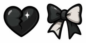 Dark Broken Black Heart & Bow Cursor - Sweezy Custom Cursors