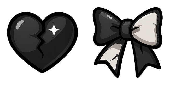Dark Broken Black Heart & Bow Cursor - Sweezy Custom Cursors